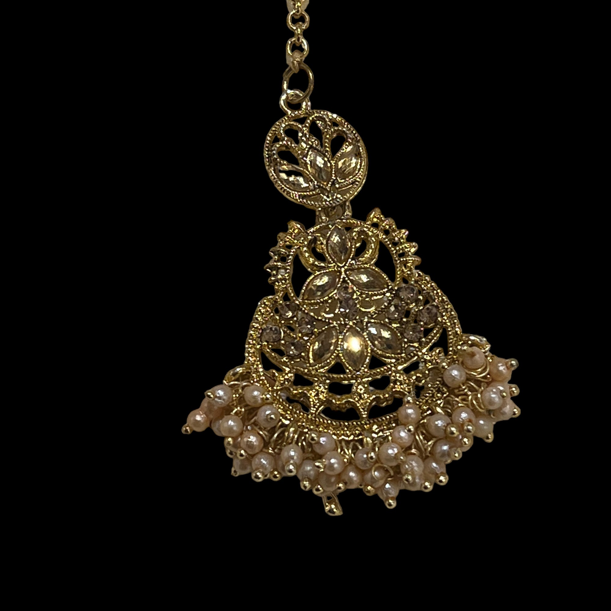 Gold w Small Pearl Maang Tikkas-3 Colors